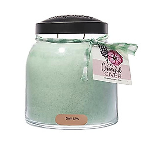 A Cheerful Giver — Day Spa - 34oz Papa Scented Candle Jar with Lid - Keepers of the Light - 155 Hours of Burn Time, Gift Candle, Green