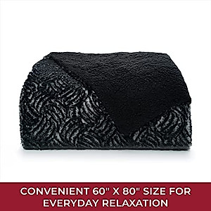 Mellanni Faux Fur Fuzzy Blankets - Soft Blankets and Throws - Shaggy Throw Plush Blanket - Dual-Sided Faux Fur & Sherpa - Shed-Resistant Couch Throw Blankets (1 Throw Blanket 60" x 80'' Black)