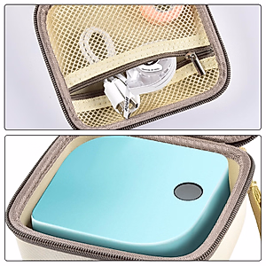 Case for MakeID HD(300dpi) Label Maker Machine with Tape, Hard Travel Carrying Storage Bag Holder with Accessories Mesh Pocket (Box Only)-Beige