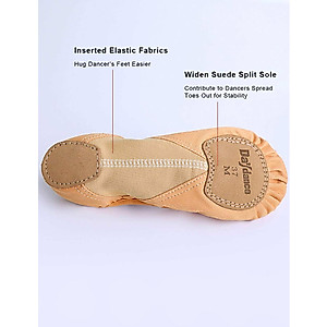 Daydance Brown Women Ballet Shoes Elastic Canvas Split Sole Dance Slippers for Adult
