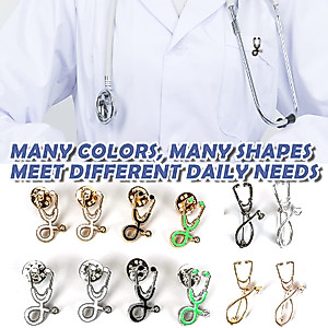 10 PCS Stethoscope Brooch Pins Nurse Doctor Pins Stethoscope Enamel Lapel Pin Schoolbag Pin Badges for Medical Students Clothing Bags Women Men Children Medical Assistant Gifts, Cartoon Jewelry Gift