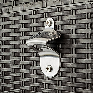 VINGLI 80 Quart Rolling Ice Chest, Portable Patio Party Bar Drink Cooler Cart, with Shelf, Beverage Pool with Bottle Opener (Brown)