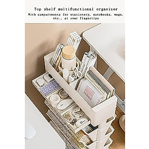 EFLALYHG Multifunctional Bookshelf, Mini Detachable Cart with Universal Wheels, Six-Tier Rolling Cart, Book Storage Organizer for Kitchen, Bathroom, Living Room, Office,Pink