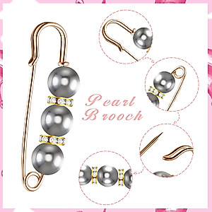 Hicarer 18 Piece Pearl Brooch Pins Women Decorative Safety Pins Clothing Shawl Clips Artificial Pearls Brooch Elegant Pearl Cardigan Collar Brooch Clips for Women Dress Skirt Sweater(Elegant Style)