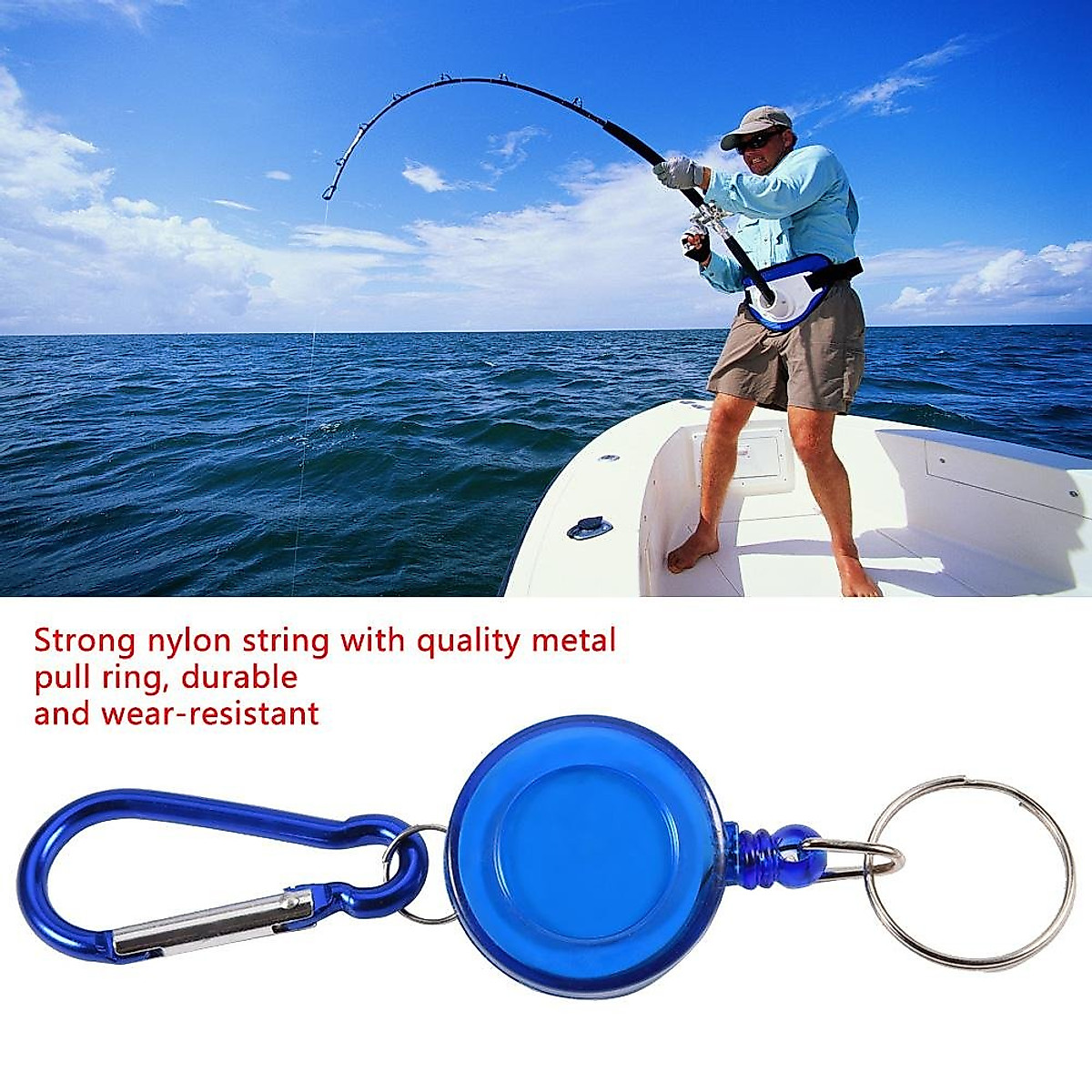Alomejor Reel Key Chain 3Pcs Heavy Duty Retractable Key Chain Key Reel Key Badge Reel Cord Clip with Nylon Cord Rope Carabiner for Fly Fishing Tool(Blue)