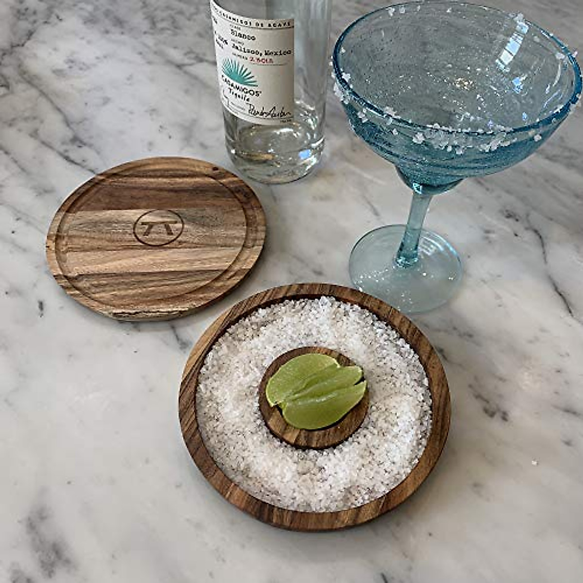 Outset Acacia Wood Cocktail Rimmer, 6.25" Diameter