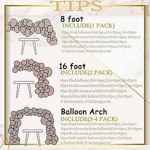 Black Balloon Garland Arch Kit, SCMDOTI Black and Gold Balloon with Double Stuffed Nude Cream Tan Balloon Garland,Black Neutral Balloon Arch for Birthday,Engagement Graduation Baby Shower Decorations