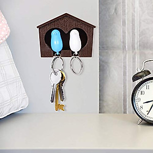 BESPORTBLE 1 Set Birdhouse Keychain Holder Wall Mount Bird Nest Key Ring Wall Hanger Key Chains Rack Organizer Coffee/Bird Random Color
