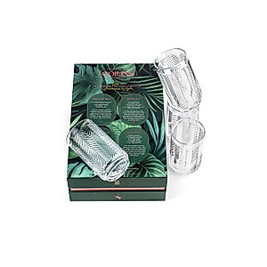 Vintage Flamingo Collins Gin and Rum Cocktail Glasses | Set of 4 | 12 oz Crystal Highball Glassware for Drinking Mojito, Gin Tonic, Bar Drinks | Tropical Glassware Collection