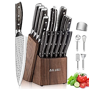 Knife Set,21 PCS Kitchen Knife Set with Block Wooden,Japanese Stainless Steel,Professional Chef Knife Set Manual Sharpening Ultra Sharp Full Tang Handle Design Knife Block Set
