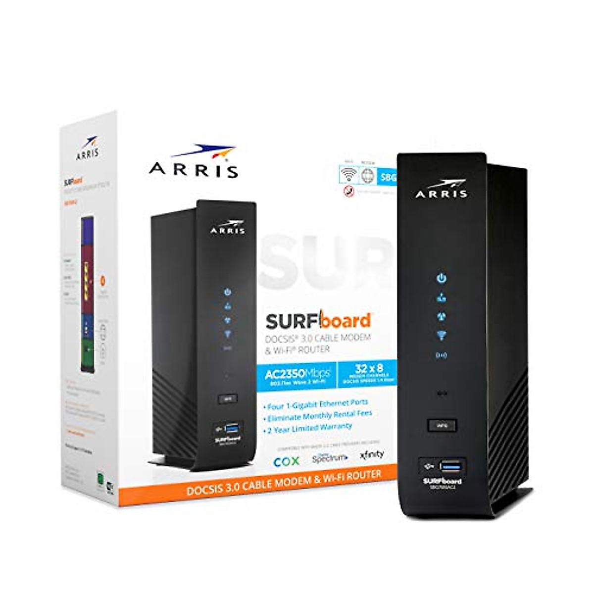 ARRIS Surfboard SBG7600AC2 DOCSIS 3.0 Cable Modem & AC2350 Dual-Band Wi-Fi Router, Approved for Cox, Spectrum, Xfinity & Others (Black) & Roku Express 4K+ 2021 | Streaming Media Player HD/4K/HDR