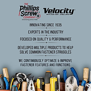 Velocity 2 1/4 Concrete Screws Set with RedSeal Moisture Barrier (Hex Head, 1/4”) – 12 Pcs High-Performance Masonry Screws, Stick Tight Technology, 1 PSD ACR Drive Bit and 1 Carbide Concrete Drill Bit