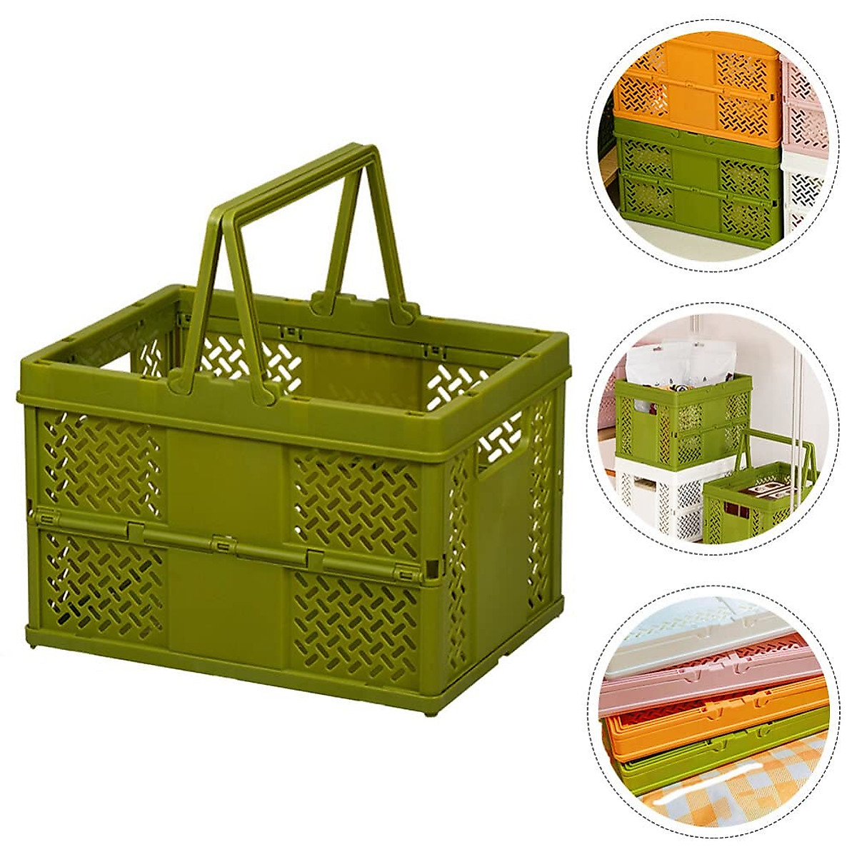 Easter Egg Basket Fruit Basket Hand Carry Storage Case Picnic Basket Folding Storage Basket Snack Organizer Household Storage Basket Berry Picking Basket Plastic Storage Basket
