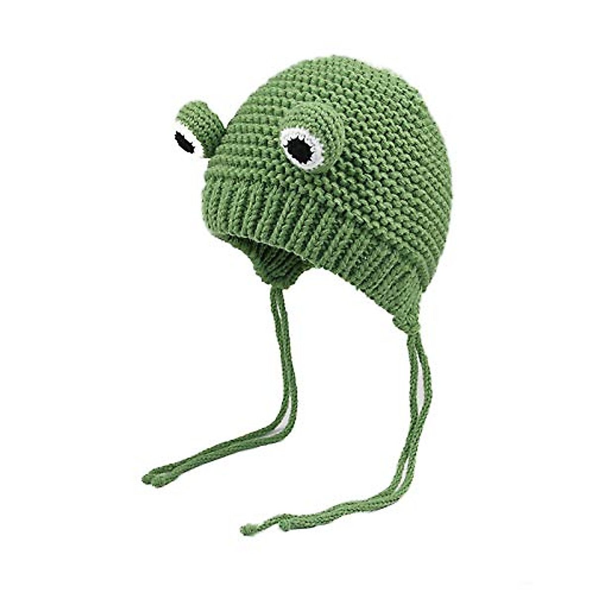 Women Girls Crochet Knitted Winter Headband Hat Beanie Cute Cartoon Frog Big Eyes Earflap Cap Photo Props