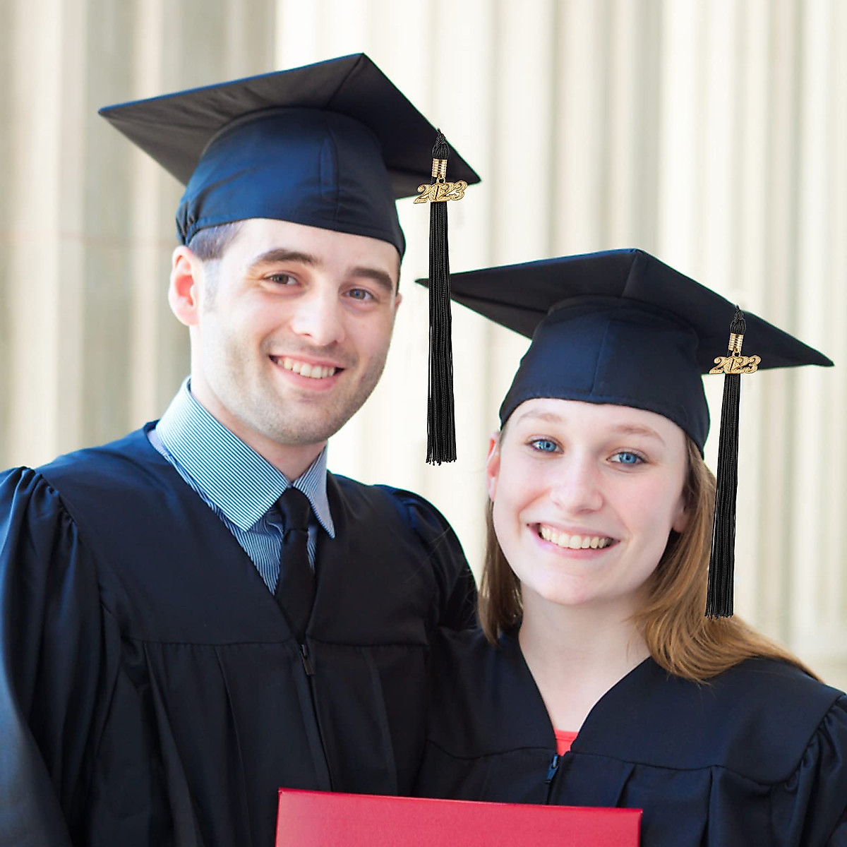2023 Tassel Graduation-2Pcs Graduation Tassel Charms for Graduation Cap, Graduation Tassel 2023 for Graduate Hats, Academic Graduation Cap Tassel Charms (Black)
