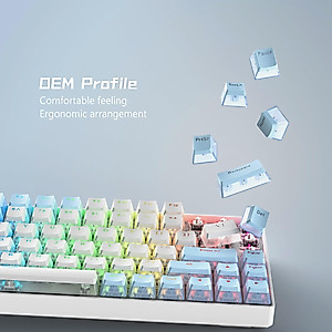 Womier Pudding Keycaps - PBT Keycaps, Shine Through Keycaps, 165 Keys Keycaps Set, Custom Keycaps for 61/68/84/87/82/100 Cherry Gateron MX Switches Mechanical Keyboard, Blue/White