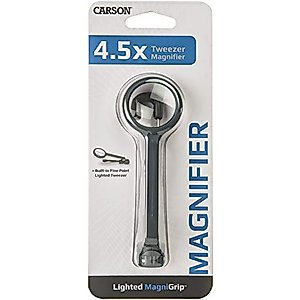 Carson Lighted MagniGrip 4.5x LED Lighted Magnifier with Precision Tweezers (MG-88)