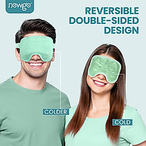 NEWGO Cold Eye Mask Cooling Eye Mask Reusable Eye Ice Pack for Puffy Eyes, Tired Eyes, Ice Gel Eye Mask for Eyes After Surgery, Migraines, Stress Relief, Itchy Eyes, Skin Care, Eye Spa - Green
