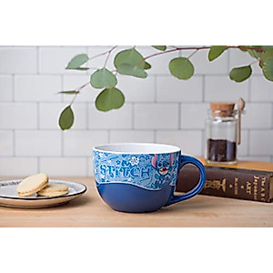 Silver Buffalo Lilo and Stitch Wavy Style Ceramic Soup Mug, 24-Ounces
