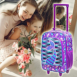 gxtvo Kids Suitcase with Wheels for Girls, Mermaid Rolling carry on Luggage for Toddler Children