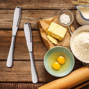 3 Pack Stainless Steel Butter Spreader Knife, 3 in 1 Kitchen Gadgets, Curler, Butter Grater, Multi-Function Butter Spreader and Grater with Serrated Edge, Shredding Vegetables Fruits