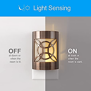 GE CoverLite LED Night Light, Decorative, Plug-In, Smart Dusk-to-Dawn Sensor, Home Décor, Ideal for Bedroom, Bathroom, Kitchen, Hallway, UL-Certified, 11332, Oil Rubbed Bronze | Geometric