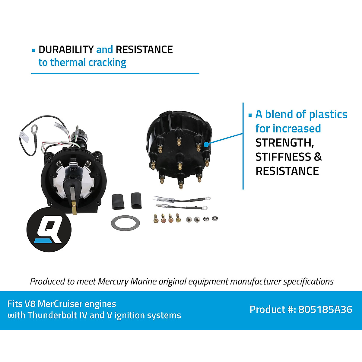 Quicksilver 805185A36 Distributor Assembly for Marinized V-8 MerCruiser Engines Made by General Motors with Thunderbolt IV and V Ignition Systems
