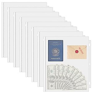 Antner Letter Size Binder Pockets 3 Holes Zipper Binder Folders for Ring Binder Loose Leaf Bags, Waterproof Pouch Document Filing Bags, 8 Pack