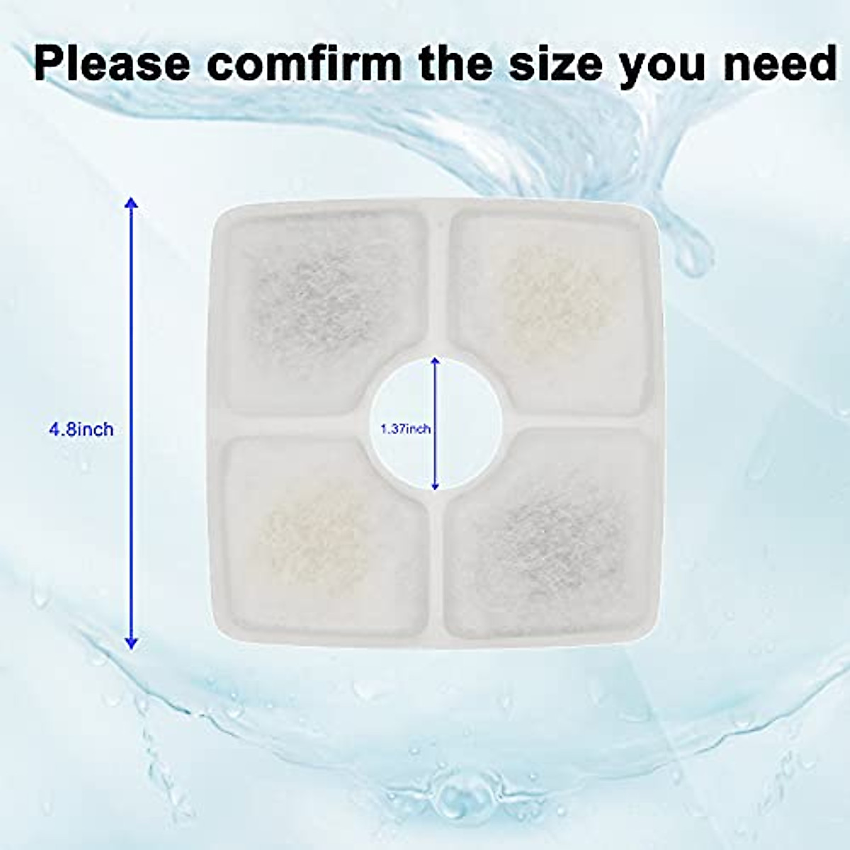 12 Pack Cat Water Fountain Filters, Cirfifth Cat Fountain Filter Replacement, for Square Cat Water Fountain Inside