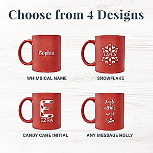 Let's Make Memories Personalized Christmas Cheer Glitter Mugs – Coffee Mugs – Keepsake Holiday Décor - Stocking Stuffer – Red Whimsical Name Design - Customize Name