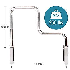 DMI Grab Bar Tub and Shower Handle, Bathtub Grab Bar, Safety Rail, For Safety and Stability, Rust Resistant, Chrome