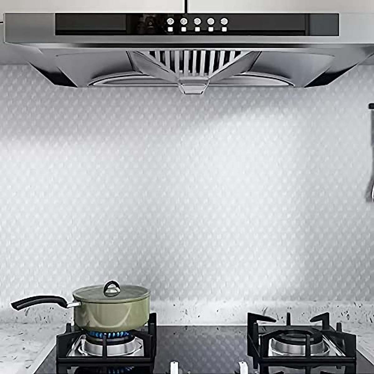 Kitchen Backsplash Stickers Wallpaper, Kitchen Sticker Self Adhesive Kitchen Foil Stickers Oil and Water Resistant Cooktop Sticker for Cabinet Countertops and Drawer Liner Shelves . 15.7x118 Inchs…