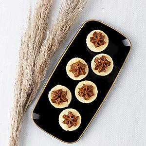 Blue Sky Organic Rectangle Black with Gold Rim Tray - 10.6" | 2CT Reusable & Disposable Stylish Plastic Serveware