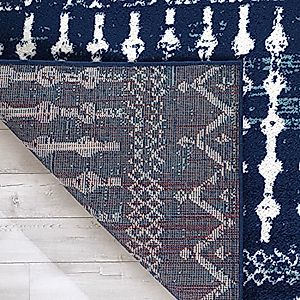 Antep Rugs Bohemian 5x7 Geometric Indoor Area Rug Phoenix, 5'3" x 7', Navy Blue