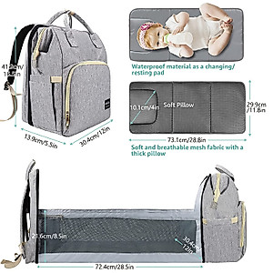 DERSTUEWE Diaper Bag Backpack，Baby Diaper Bags, Multifunctional diaper backpack Large Capacity (Charcoal Grey)