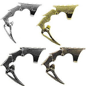 DEBOTTY Punk Finger Claws Rings Set for Women Men Gold Black Silver Bronze Knuckle Full Finger Ring Punk Gothic Ring (4pcs Silver+Black+Gold+Bronze)