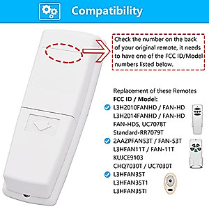 Ceiling Fan Remote Control Replacement for Hampton Bay Hunter, Replace UC7078T CHQ7078T CHQ8BT7078T RR7079T L3H2010FANHD L3H2014FANHD Fan-HD HD5 (Remote Only)