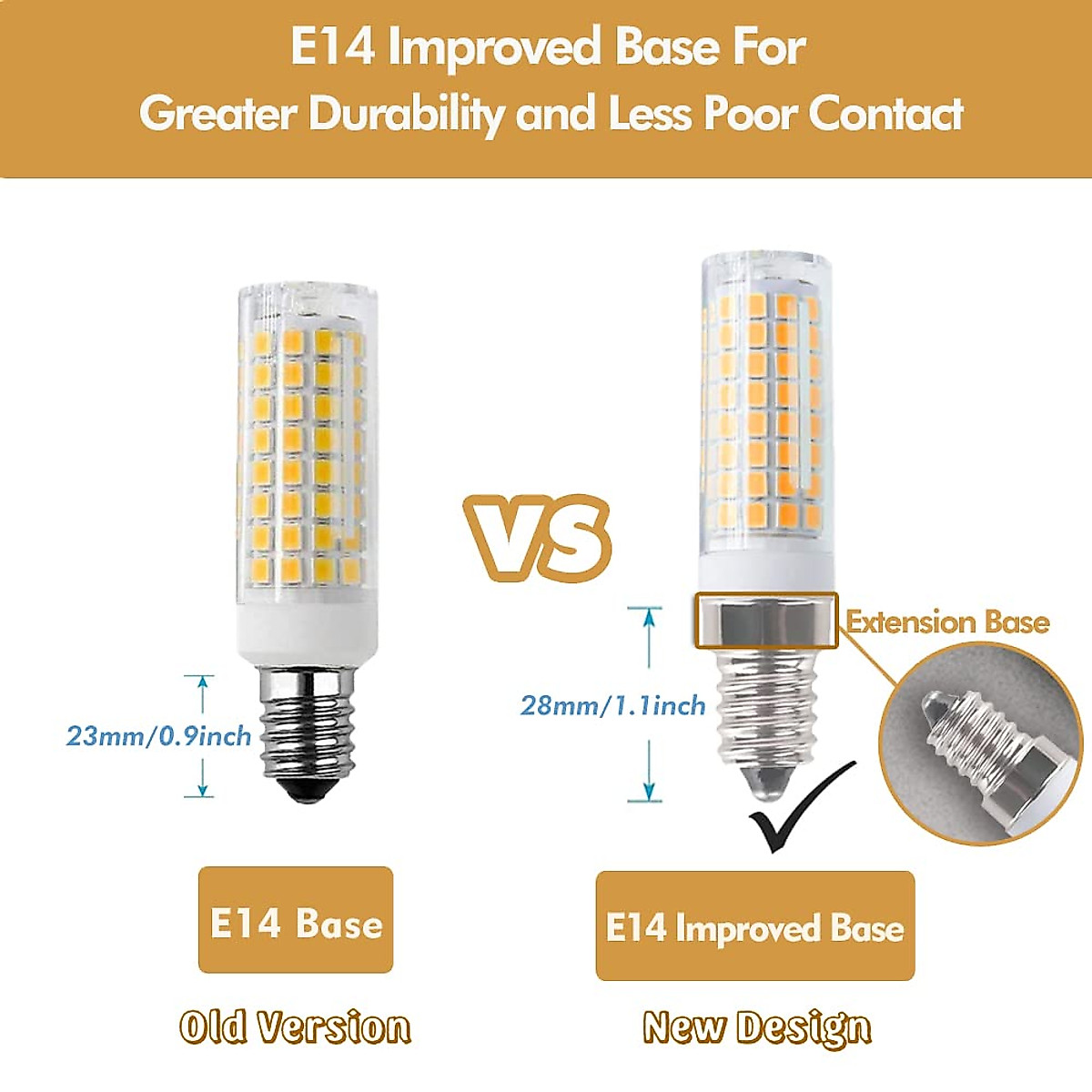 E14 LED Bulb 7W 120V European Light Bulbs Equivalent 75W Incandescent Bulb, Dimmable E14 Base for Cooker Hood Bulbs Turkish lamp Bulb, E14 Socket Light Bulb Warm White 3000K (2 Pack)