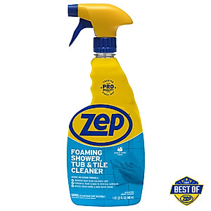 Zep Foaming Shower Tub and Tile Cleaner - 32 oz (Case of 4) ZUPFTT324 - No Scrub Formula, Breaks up Tough Buildup on Contact