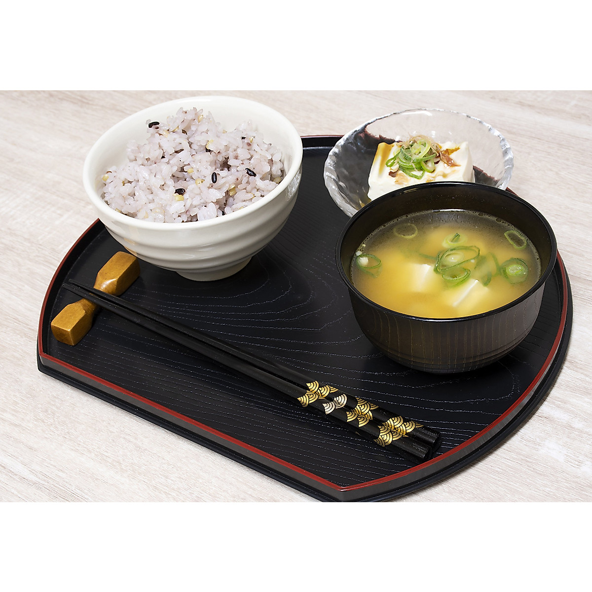 Hashimoto-Kousaku Wajima Japanese Natural Lacquered Wooden Chopsticks Reusable in Gift Box, Seasonal Scenery Naminohana (Black) Made in Japan, Handcrafted