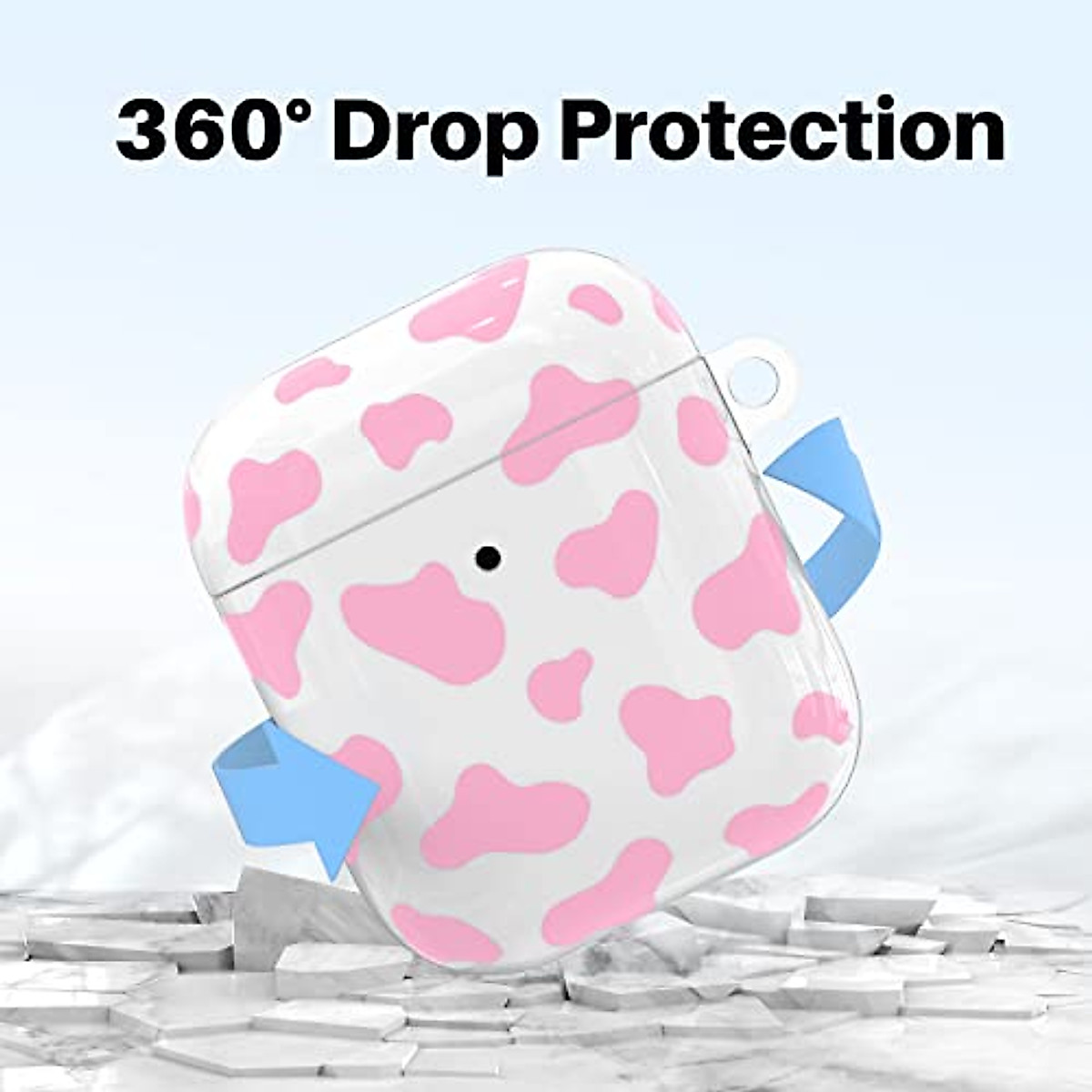 NIUTRENDZ Cute Cow Print Case for AirPods Case Cover IMD Design Hard TPU Shockproof [Front LED Visible] [Wireless Charging] Protective Skin Compatiable with AirPods 2&1 (Pink)