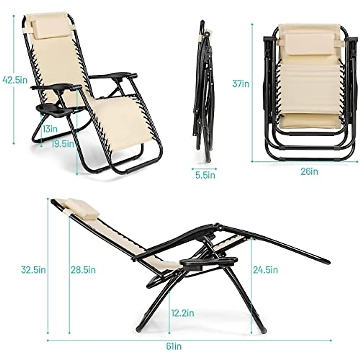 MaMahome Portable Camping Folding Beach Chair BCH-1PC Beige