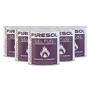 Firesol 6 pack Gel Fuel Cans for Fire Bowl, Fireplace, Gel Fire, Tabletop Fire Bowls, Warming, Indoor & Outdoor