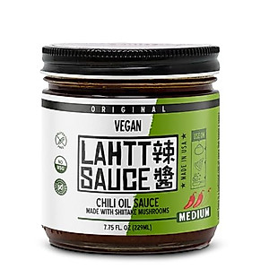 Lahtt Sauce Premium All Purpose Chili Oil, Vegan (Made with Shiitake Mushrooms), Medium Heat, Natural Non GMO Ingredients, Gluten-Free, No MSG, No Preservatives (1 Jar)