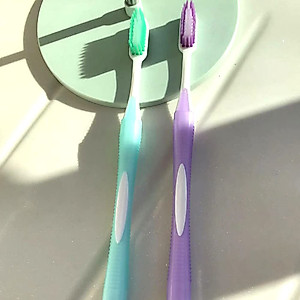 weizhang 50 Toothbrushes Affordable Bulk Pack for Travel, Hotel, Guest, ndividually Wrapped Purple and Blue