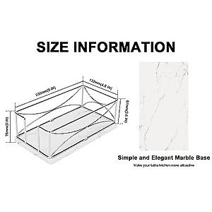 Livabber Guest Napkin Holder with Marble Base, Metal Bathroom Paper Hand Towel Storage Modern Napkin Tray Caddy for Countertop, Table Kitchen, Dinning Room (Chrome)