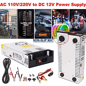 New Version AC to DC Converter, EAGWELL SMPS 110V AC to 12V DC Converter Power Supply Adjustable Switch Power Supply Transformer Max 50A 600W