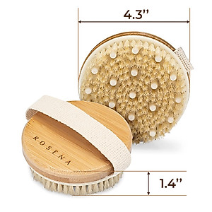Dry Brushing Body Brush - Best for Exfoliating Dry Skin, Lymphatic Drainage and Cellulite Treatment - Organic Spa Exfoliation and Massage Scrub Brush with Natural Boar Bristles
