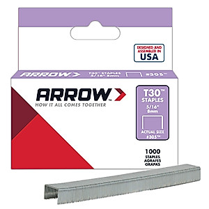 Arrow Fastener 305 Genuine 5/16-Inch Thin Wire Staples for T30 staple gun, HT30 hammer tacker. 1,000-Pack