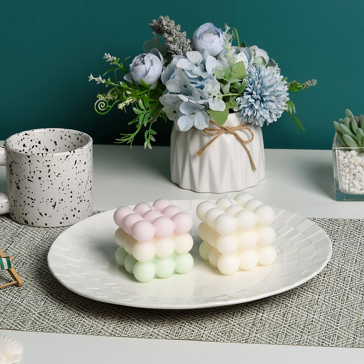 ACITHGL Bubble Candle - Room Decor Soy Candles, Aesthetic Scented Candle, Gift Idea (White+Tri-Color Pink)